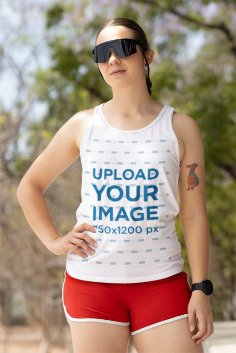 Placeit - Bella Canvas Mockup of a Runner Woman Wearing a Tank Top