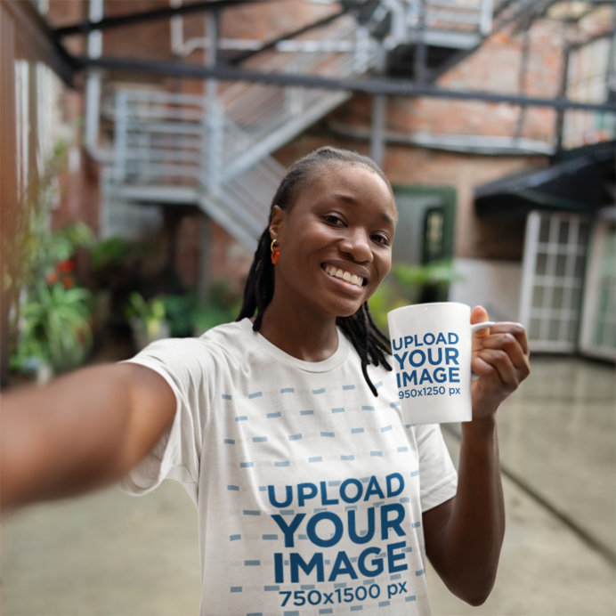 Placeit - Selfie-Themed Mockup of a Cheerful Woman in a Bella Canvas ...