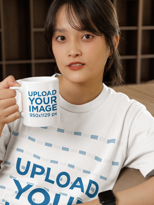 Placeit - Gildan T-Shirt Mockup of a Woman Posing With a Sublimated ...