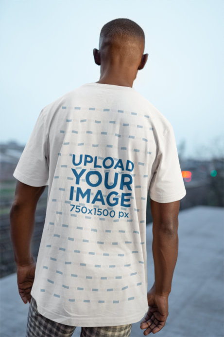 Placeit - Back-View Mockup Featuring a Man Wearing a T-Shirt from Bella ...