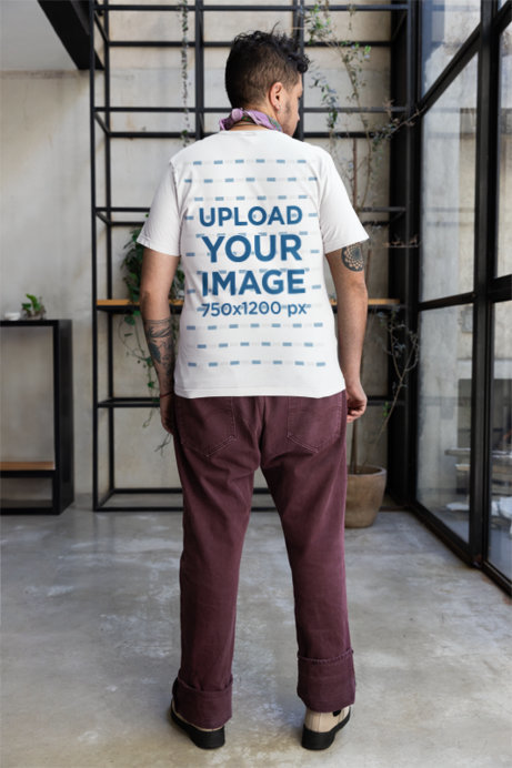 Placeit - Back-View Bella Canvas Mockup of a Tattooed Person Wearing a ...