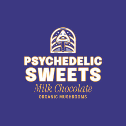 Placeit - Psychedelic Sweets Brand Logo Maker with a Mushroom Illustration