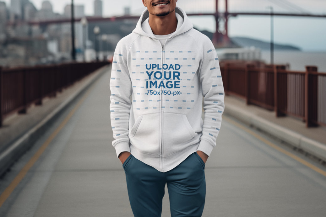Placeit - Full-Zip Hoodie Mockup of an AI-Created Cropped-Face Man ...