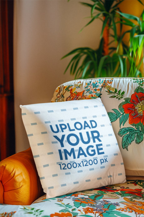Placeit - Mockup of an AI-Created Sublimated Pillow Placed on a Kitsch ...