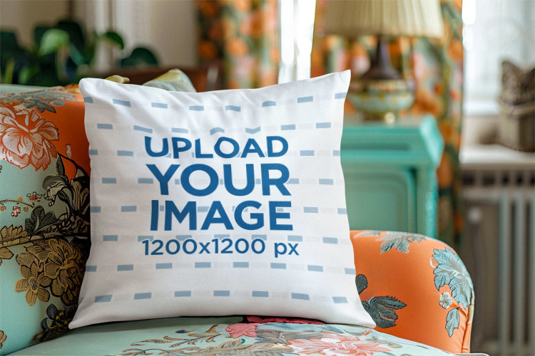 Placeit - Sublimated Pillow Mockup Featuring an AI-Created Kitsch ...