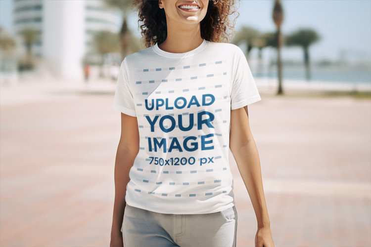 Placeit - Round-Neck T-Shirt Mockup of an AI-Generated Cropped-Face ...