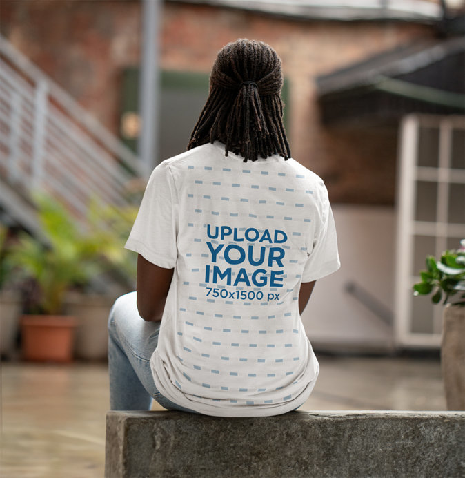 Placeit - Back-View Mockup of a Woman With Locs Wearing a Bella Canvas ...