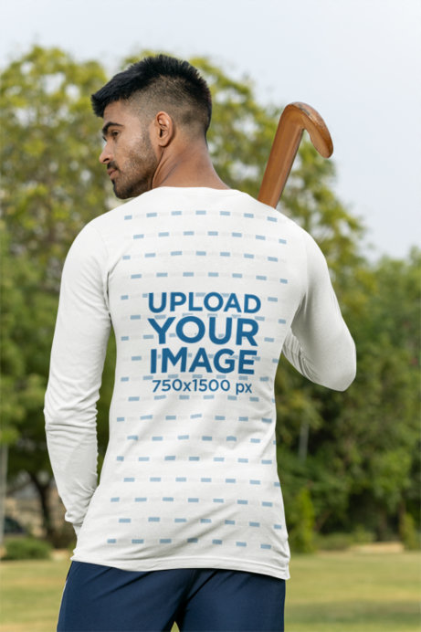 Placeit - Back-View Mockup of a Cricket Player Wearing a Bella Canvas ...