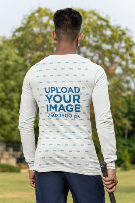 Placeit - Back-View Bella Canvas Long-Sleeve Tee Mockup Featuring a Man ...