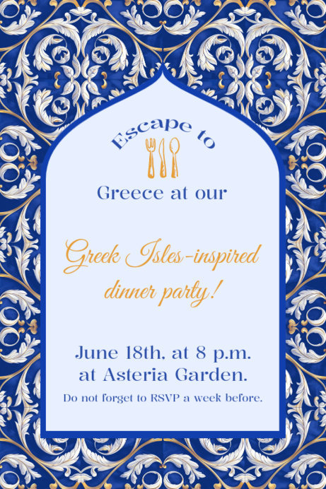 Placeit - Invitation Design Template for a Greek Isles-Inspired Dinner ...