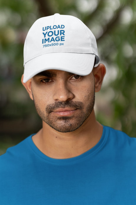 Placeit - Closeup Mockup of a Bearded Man Wearing a Dad Hat