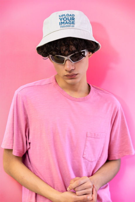 Placeit - Embroidered Bucket Hat Mockup of a Serious Man in a Pop Wave ...