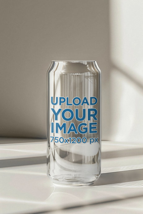 Placeit - AI-Generated Mockup Featuring a Beer Can Glass Placed on a Table
