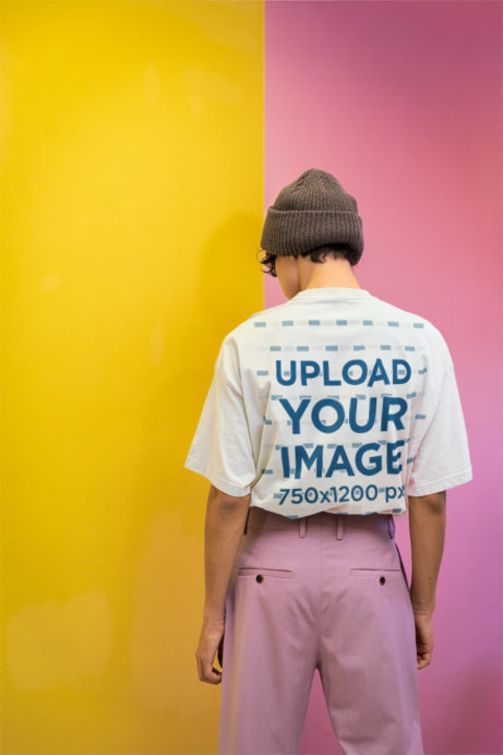 Placeit - Back-View Mockup Featuring a Man Wearing an Oversized Tee in ...