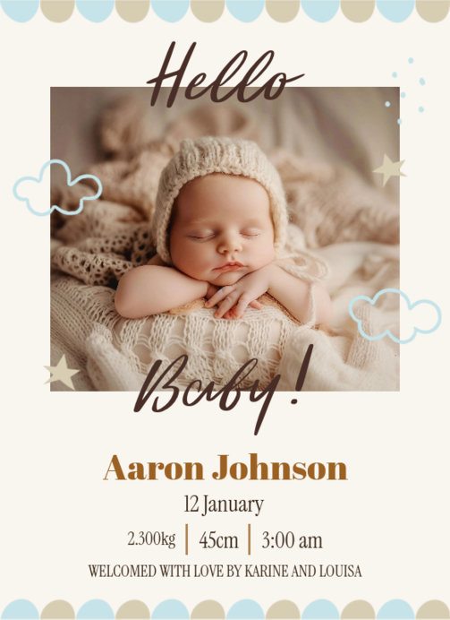 Placeit - Greeting Card Maker for a Newborn Birth Announcement