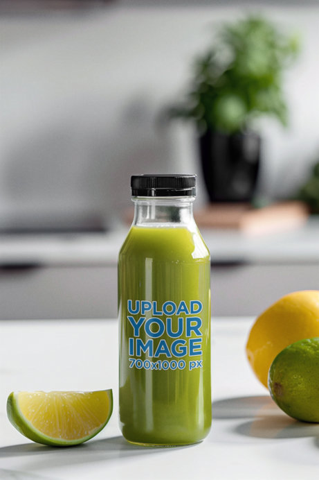 Placeit - Mockup of an AI-Generated Glass Bottle in a Kitchen Table ...