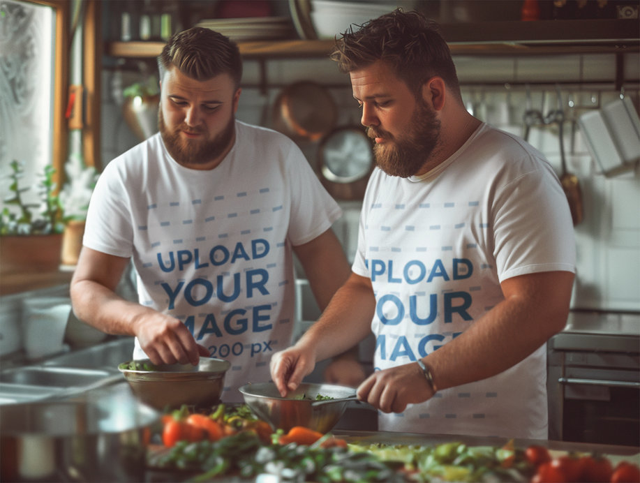 Placeit - Cooking-Themed Mockup Featuring Two AI-Created Men Wearing ...