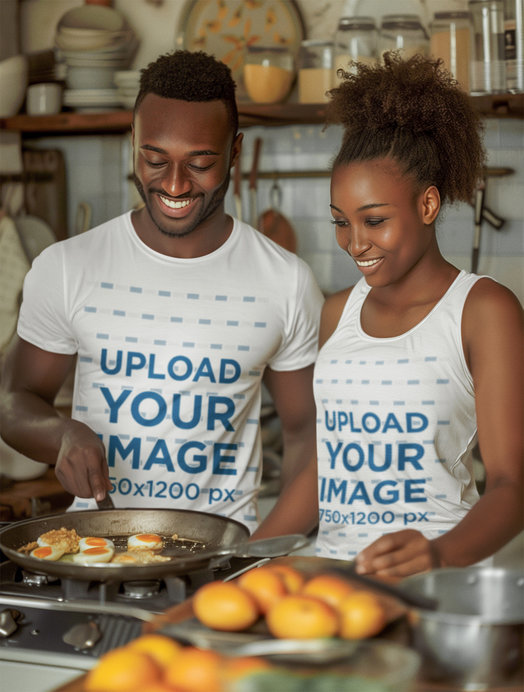 Placeit - T-Shirt and Tank Top Mockup Featuring an AI-Created Man and ...