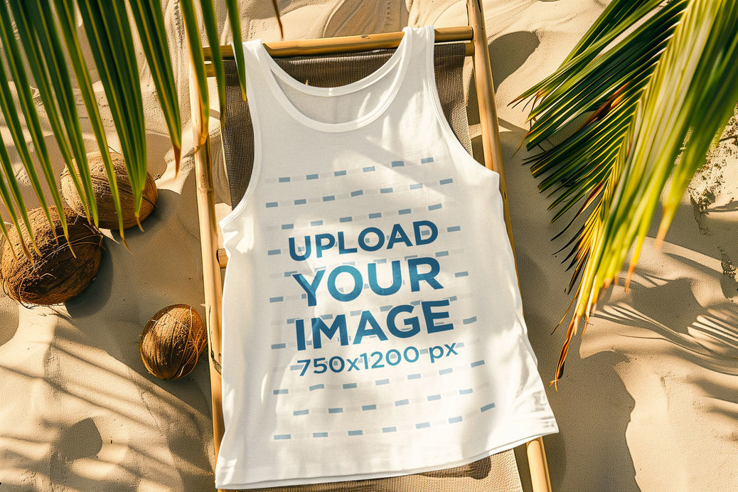 Placeit - Tank Top Mockup Featuring an AI-Created Beach Chair
