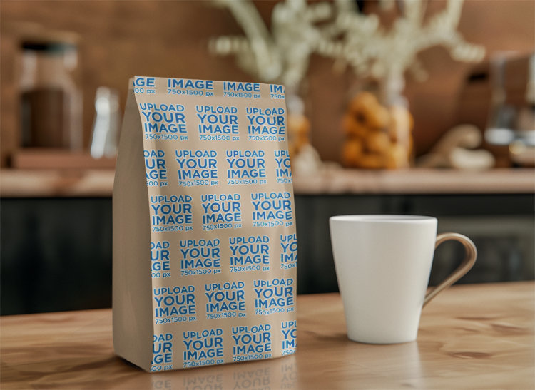 Placeit - Sublimated Mockup Featuring an AI-Created Coffee Bag Placed ...