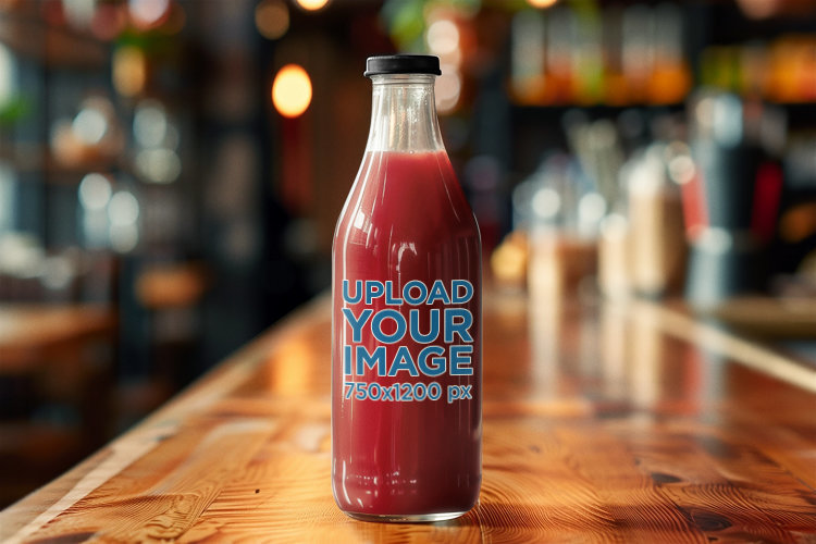 Placeit - Mockup of an AI-Generated Glass Bottle Placed on a Table and ...