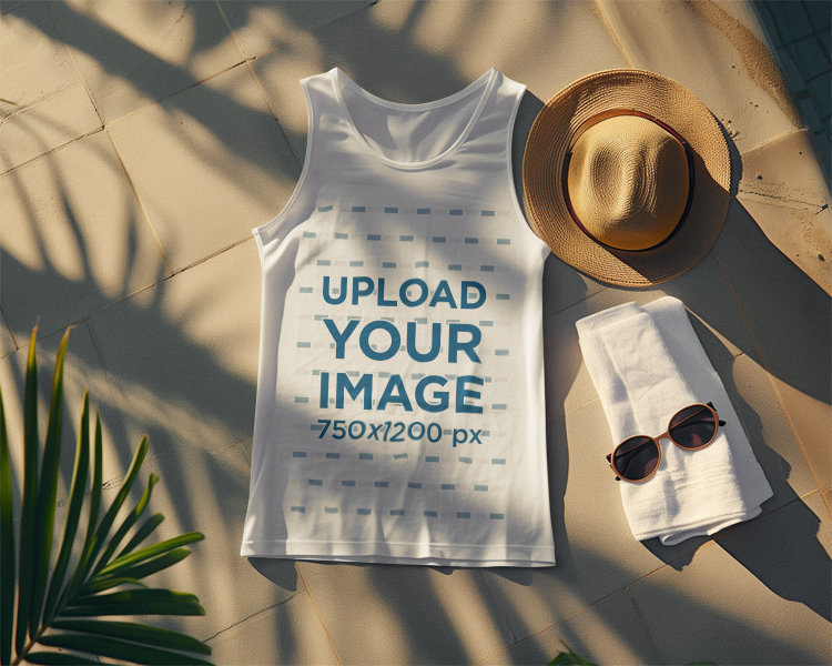 Placeit - Mockup of an AI-Generated Tank Top Lying on the Floor With ...