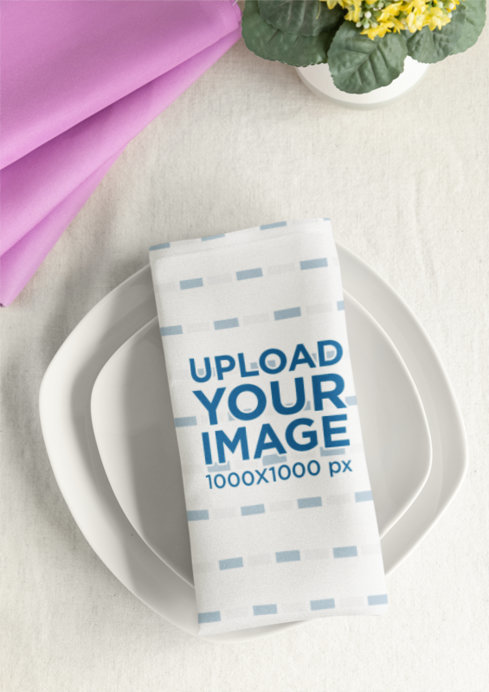 Placeit - Cloth Napkin Mockup Featuring a Nice Table Setting