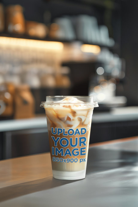 Placeit - Mockup of an AI-Generated Sipper Glass Filled With a Coffee Latte