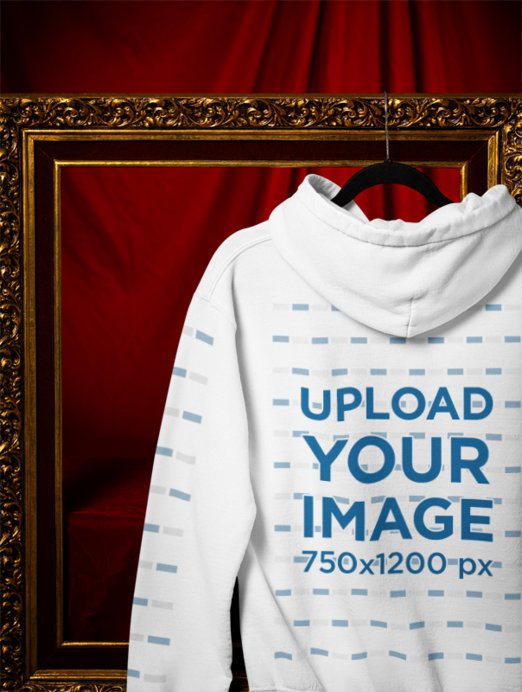 Placeit - Back-View Mockup Featuring a Gildan Hoodie Hanging from a ...