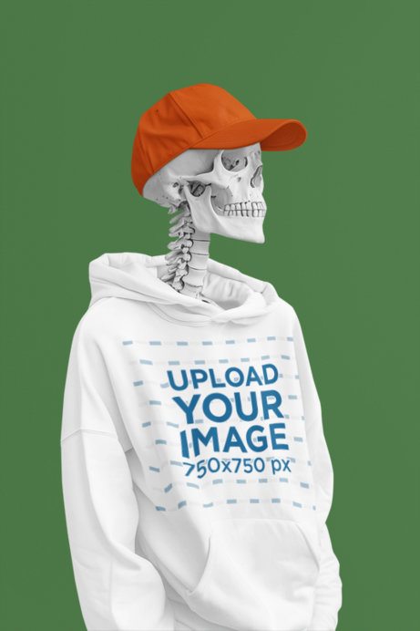 Placeit - Mockup Featuring an AI-Created Skeleton Wearing a Pullover ...