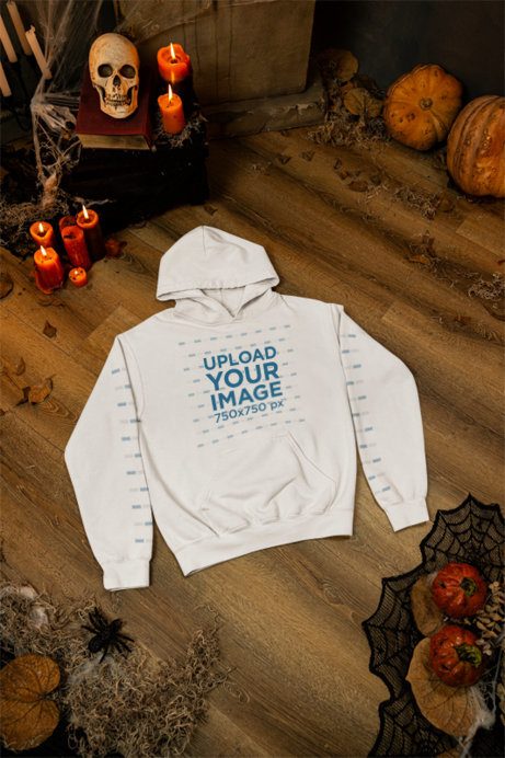 Placeit - Halloween-Themed Mockup Featuring a Gildan Hoodie with ...