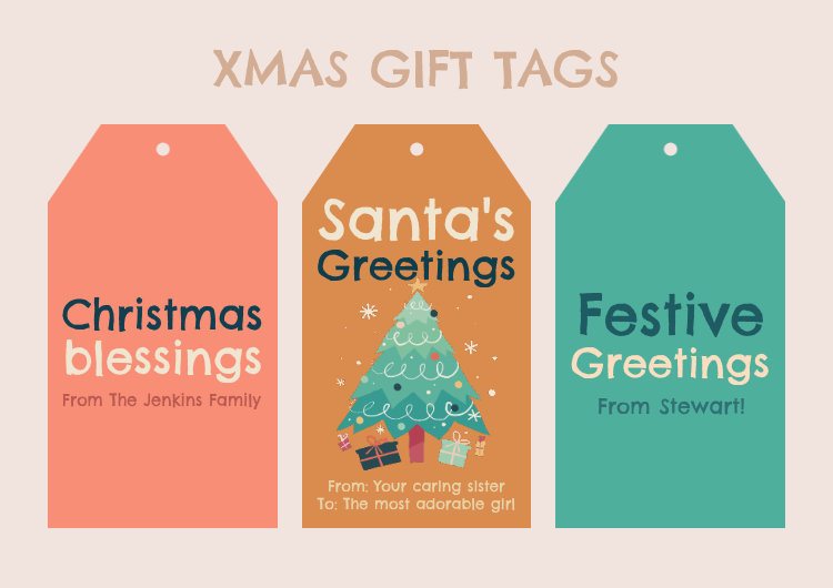 Placeit - Gift Tag Creator Featuring Xmas Greetings and Holiday-Themed ...