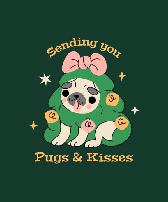 Placeit - T-Shirt Design Template With a Cute Pug Graphic and a ...