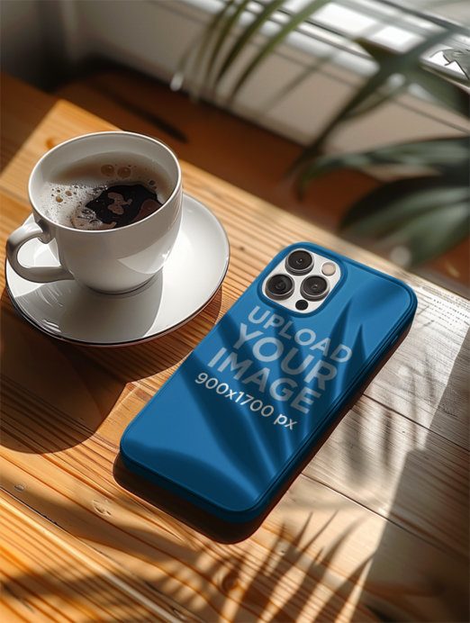 Placeit - Mockup of an AI-Generated Phone Case Lying on a Wooden ...