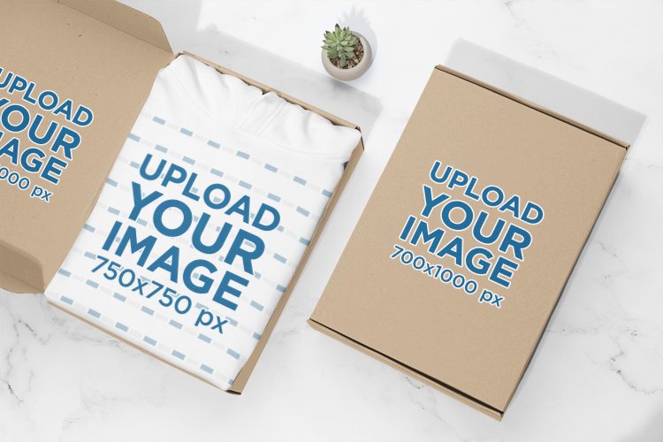 Placeit - Mockup of a Gift Box With a Cotton Heritage Hoodie Placed on ...