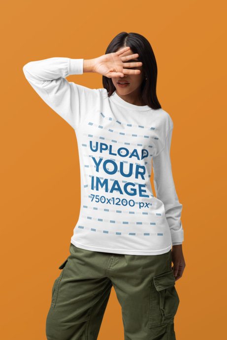 Placeit - Comfort Colors Long-Sleeve Tee Mockup Featuring a Woman ...