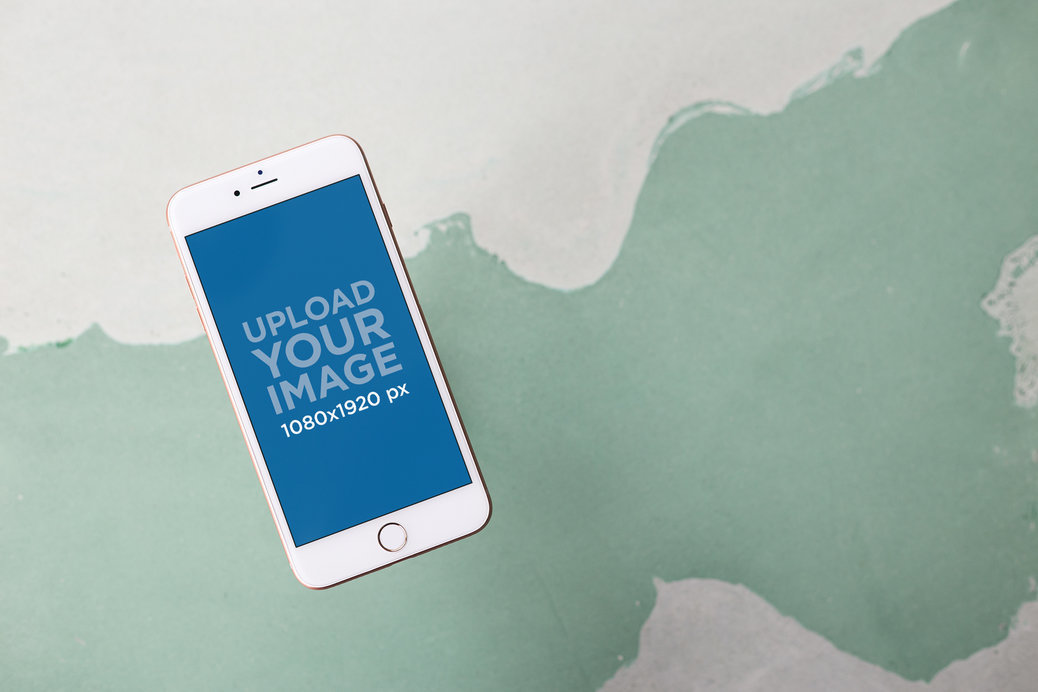 Placeit - Mockup of an iPhone 7 Plus Floating Over a White and Green ...