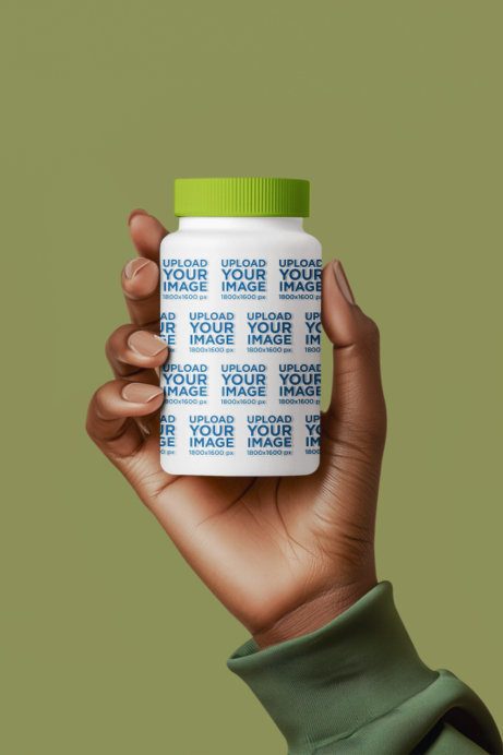 Placeit - Mockup of an AI-Generated Hand Holding a Capsules Bottle ...