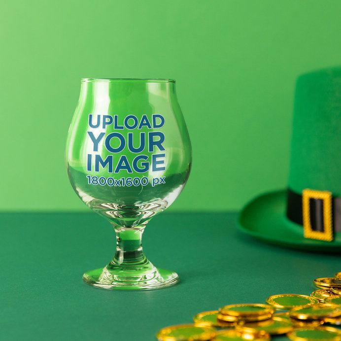 Placeit - Mockup of a Tulip Glass Placed on a St.Patrick's Day-Themed ...