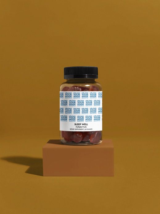 Placeit - Sleep Well Gummies Supplement Mockup Featuring a Colorful ...