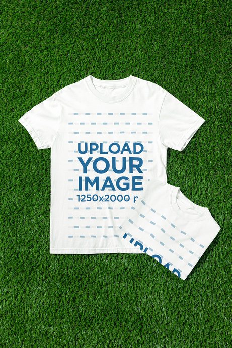 Placeit - Mockup of Two Comfort Colors T-Shirts Placed on the Grass