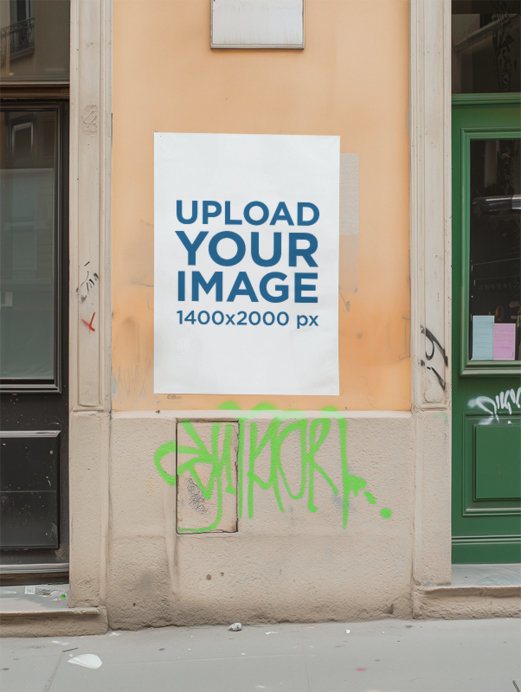 Placeit - Mockup of an AI-Generated Poster Placed on Wall With Street Art