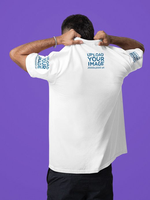 Placeit - Back-View Mockup of a Man Wearing a Pocket Tee by Comfort ...