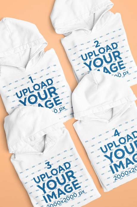 Placeit - Mockup Featuring Four Gildan 18500 Hoodies Folded in a ...