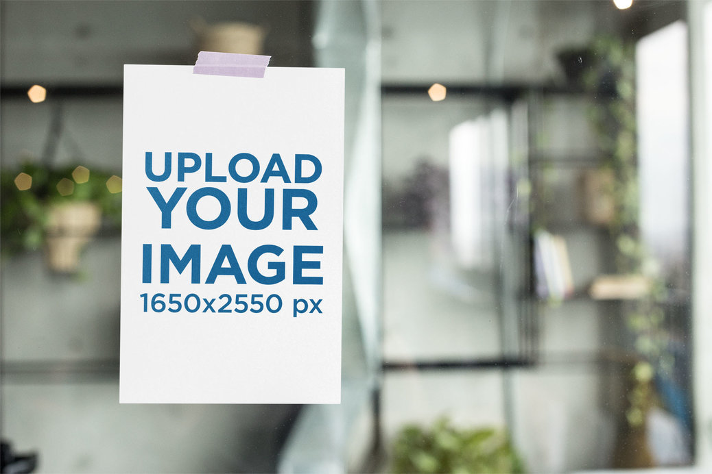 Placeit - Mockup of a Flyer on a Window