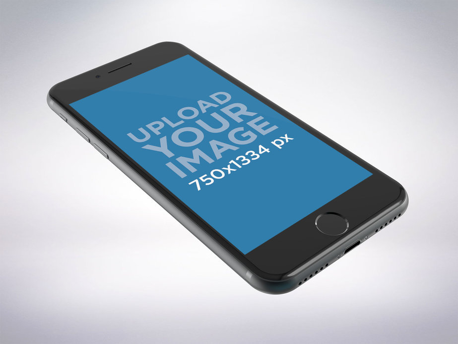 Placeit - Space Grey iPhone 8 Mockup Floating Over a White Background