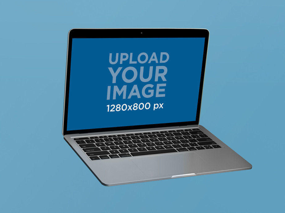Placeit - Angled MacBook Pro Mockup Floating on a Flat Surface