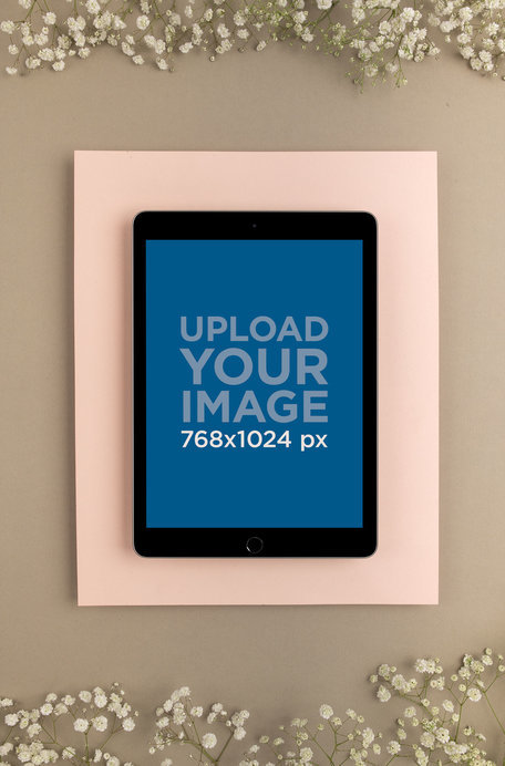 Placeit - Mockup of an iPad Surrounded by Pretty Flowers