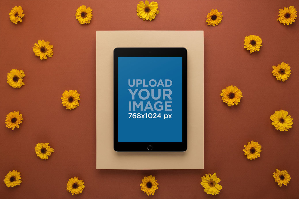 Placeit - iPad Mockup over a Burnt Red Colored Background