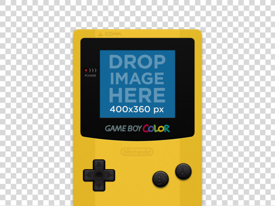 Placeit - Videogame Mockup of a Yellow Game Boy Color